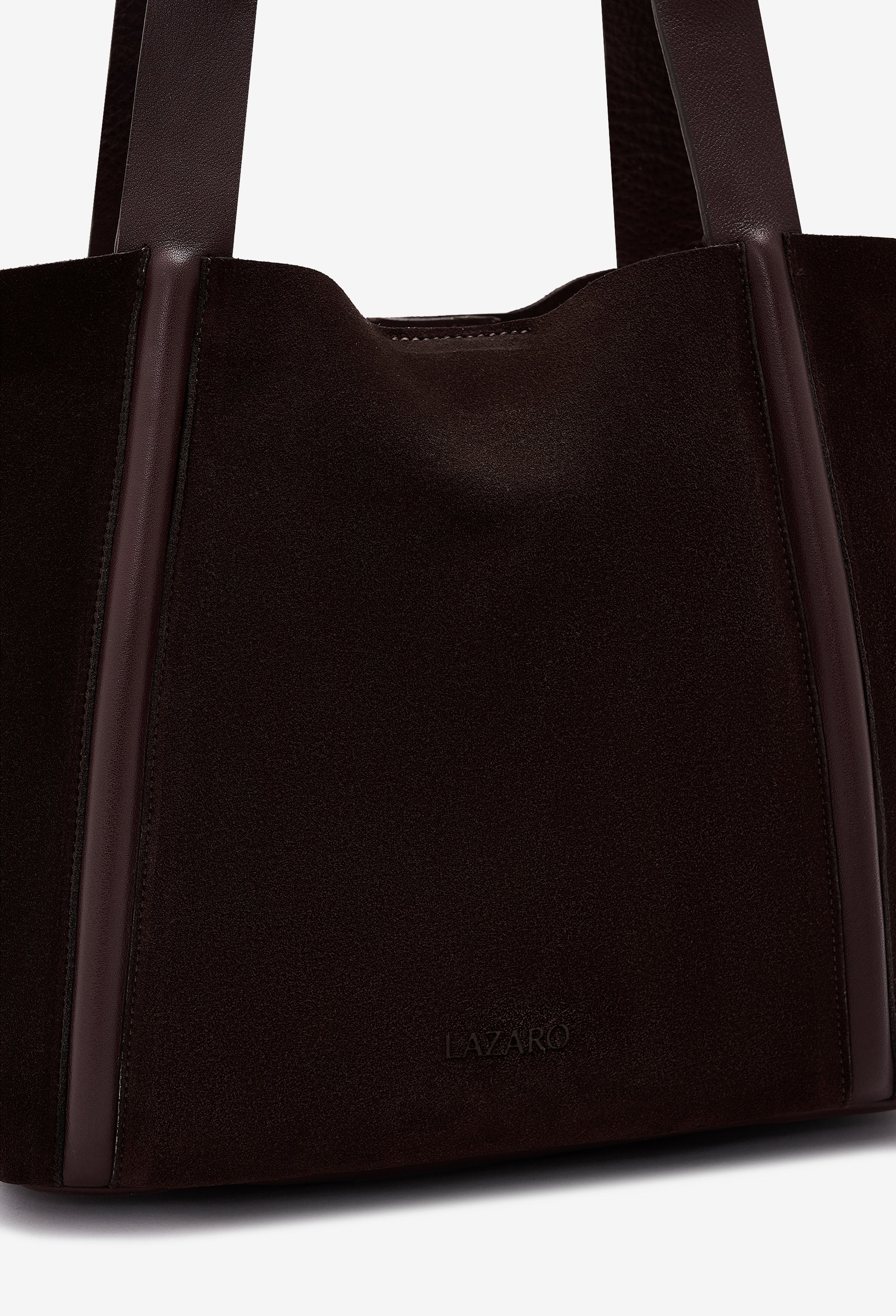 Sami Leather Tote Bag - Brown Suede | Free Worldwide Shipping | Lazaro
